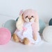 Stuffed Pink Teddy Rabbit Toy as Christmas Gift, Small Teddy Bunny Art ...
