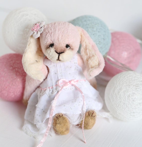 Stuffed Pink Teddy Rabbit Toy as Christmas Gift Small Teddy - Etsy