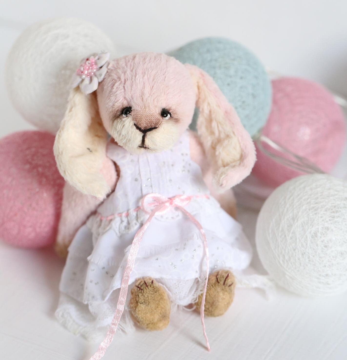 Stuffed Pink Teddy Rabbit Toy as Christmas Gift, Small Teddy Bunny Art ...