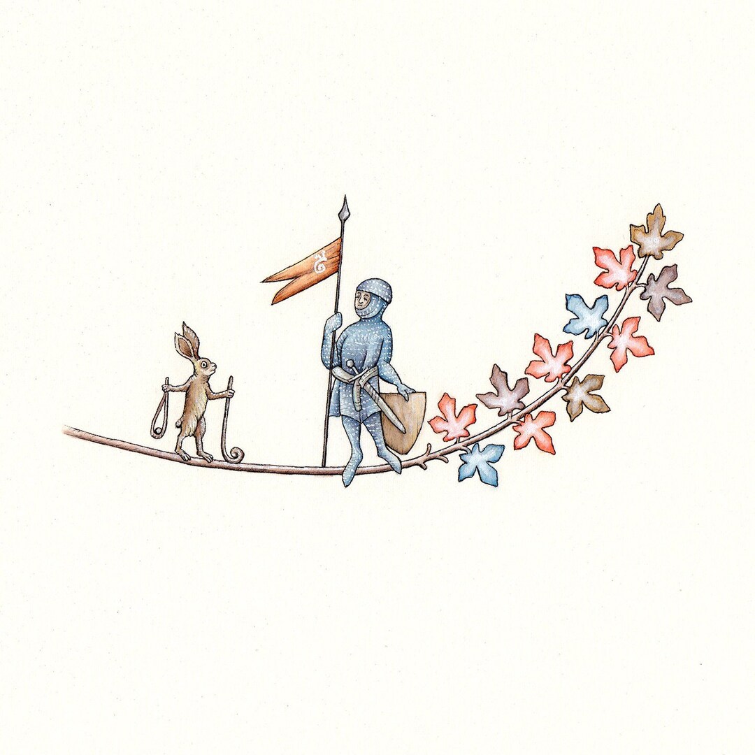 Original Watercolor 14 Cm X 6.5 Cm. Drawn and Painted by Hand. Medieval ...