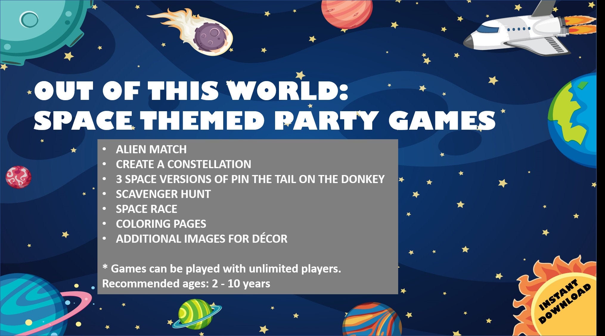 Out of This World: Space Themed Games - Etsy