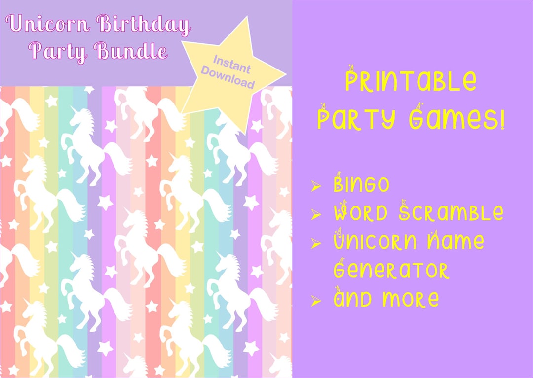 Unicorn Party Bundle - Etsy