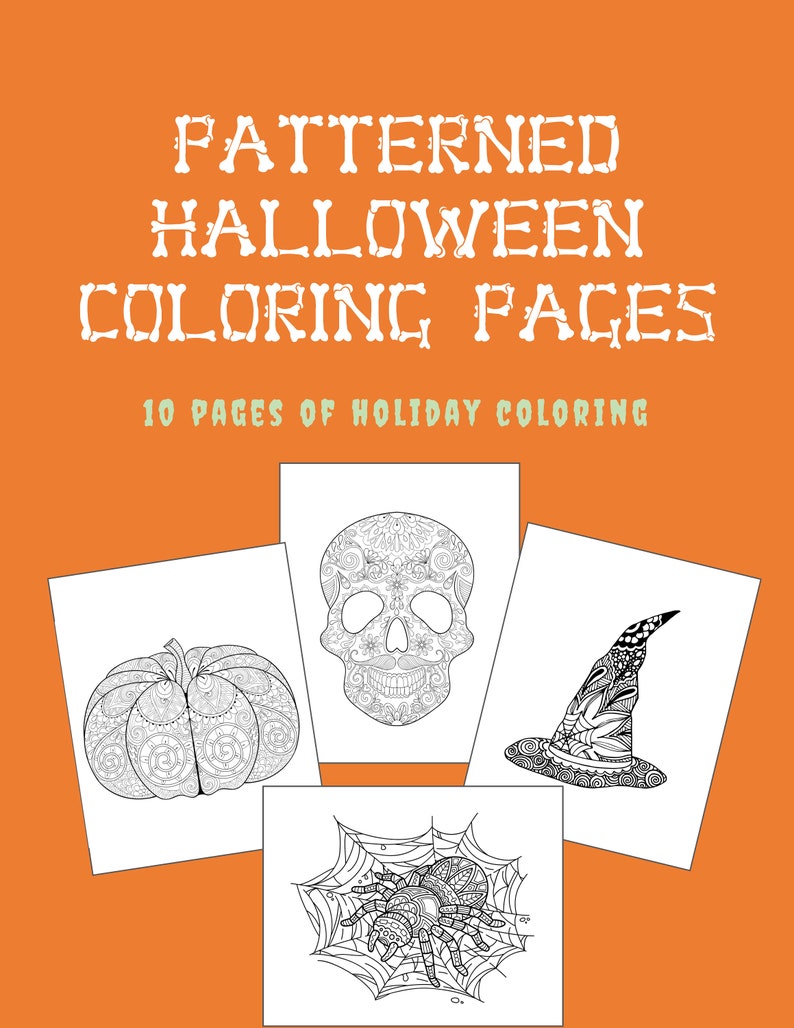 Halloween Patterned Coloring Pages - Etsy