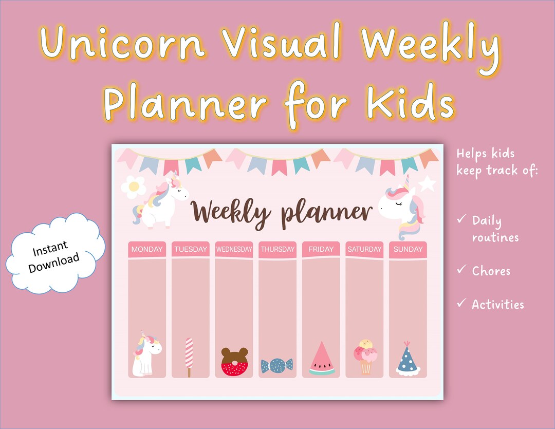 Unicorn Planner for Kids - Etsy