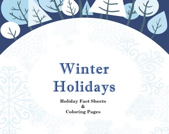 Winter Holiday Coloring Pages Sheets Christmas Hannukah Kwanzaa - Etsy
