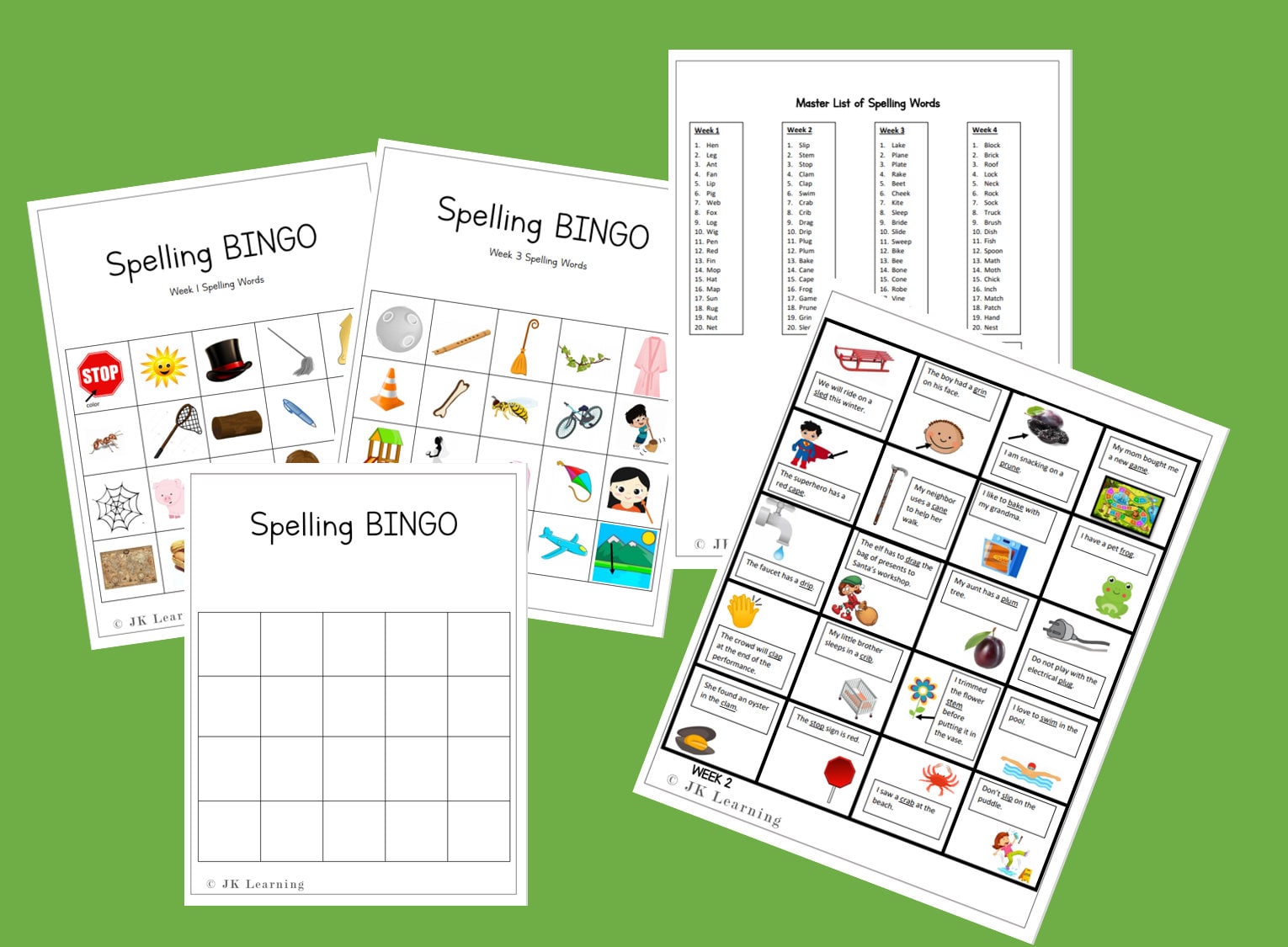Spelling BINGO: Spelling Words for First Graders - Etsy