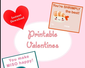 Printable Riddles Sushi Valentine's Cards for Kids, Food Funny Riddles ...