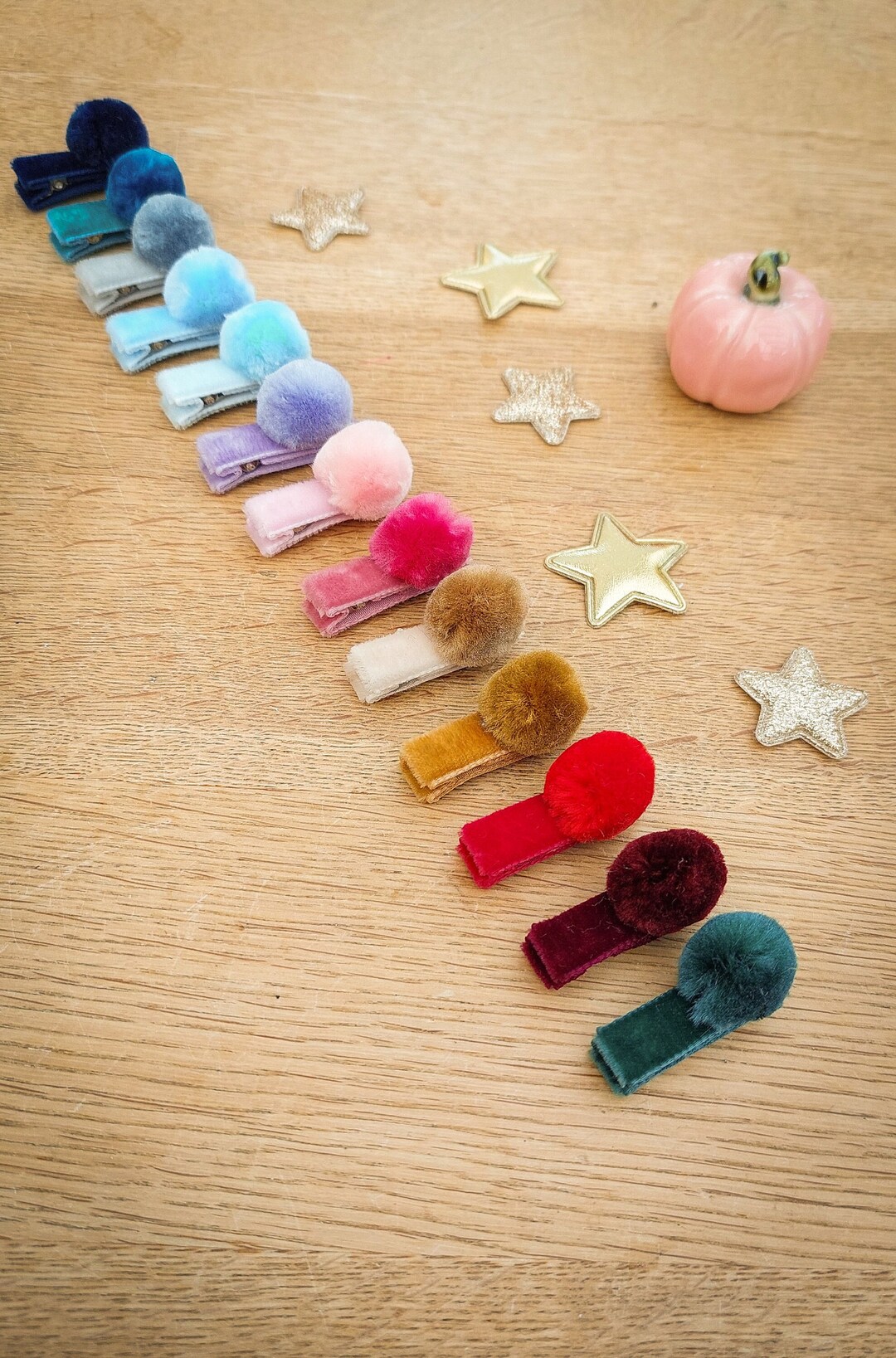 Pom Pom Hair Clips, Baby Hair Clips, Christmas Hair Clips, Velvet Hair ...
