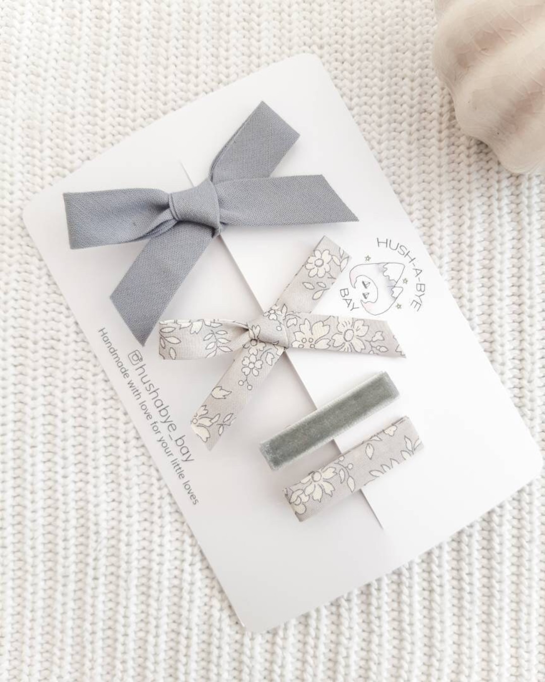 Grey Hair Clip Set, Grey Bow, Liberty Hair Clips, Baby Hair Clips ...