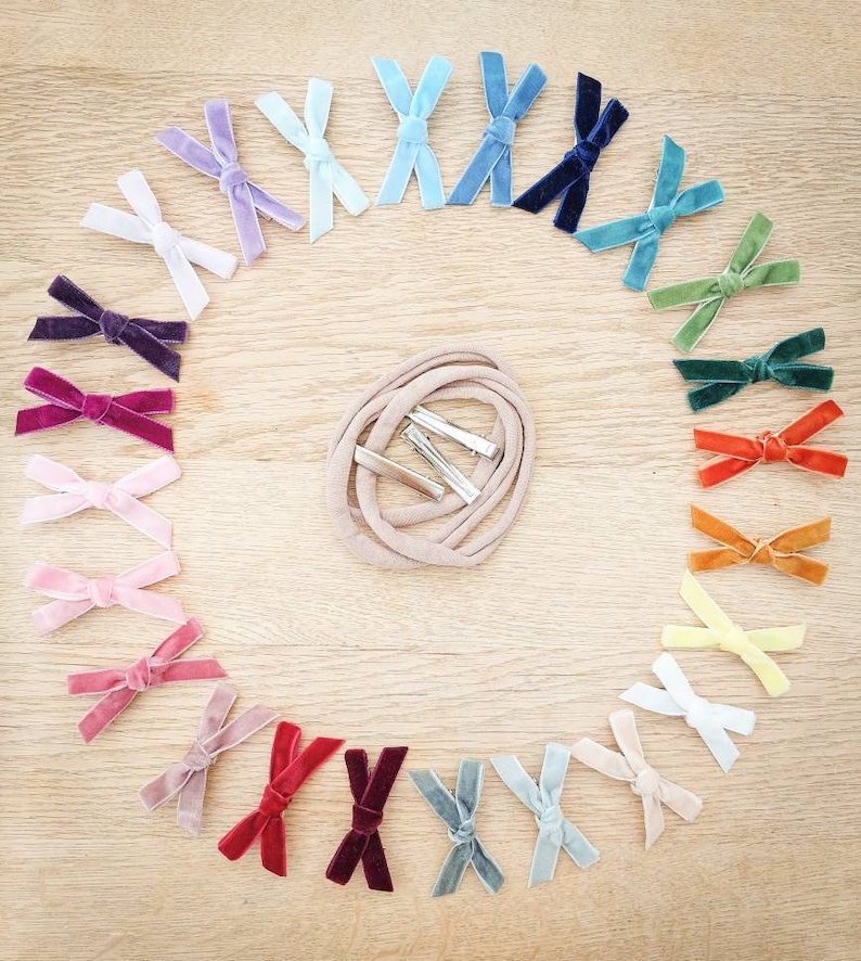Velvet Bows Clips or Headbands Baby Hair Clips Newborn - Etsy
