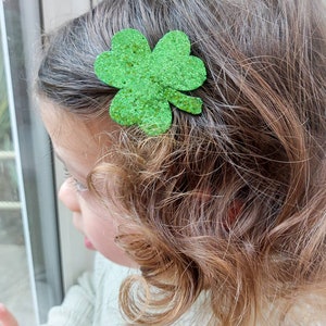 St Patricks Day Hair Clip, Shamrock Hair Clip, Glitter Shamrock, Fringe ...