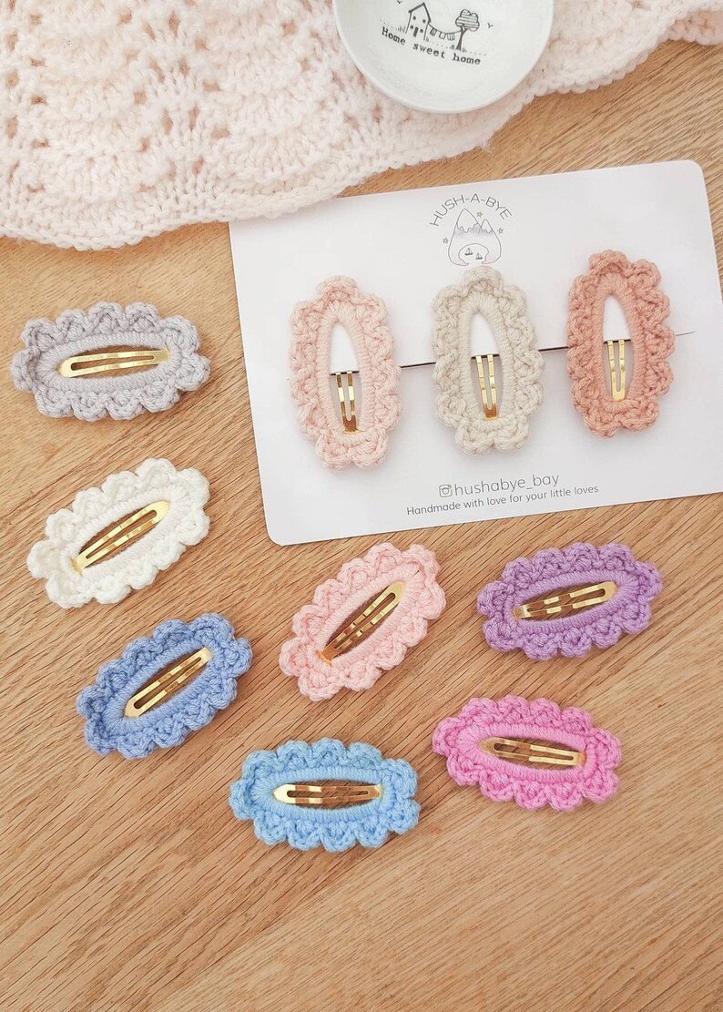 Crochet Hair Clips Knitted Hair Clips Girls Snap Clips - Etsy