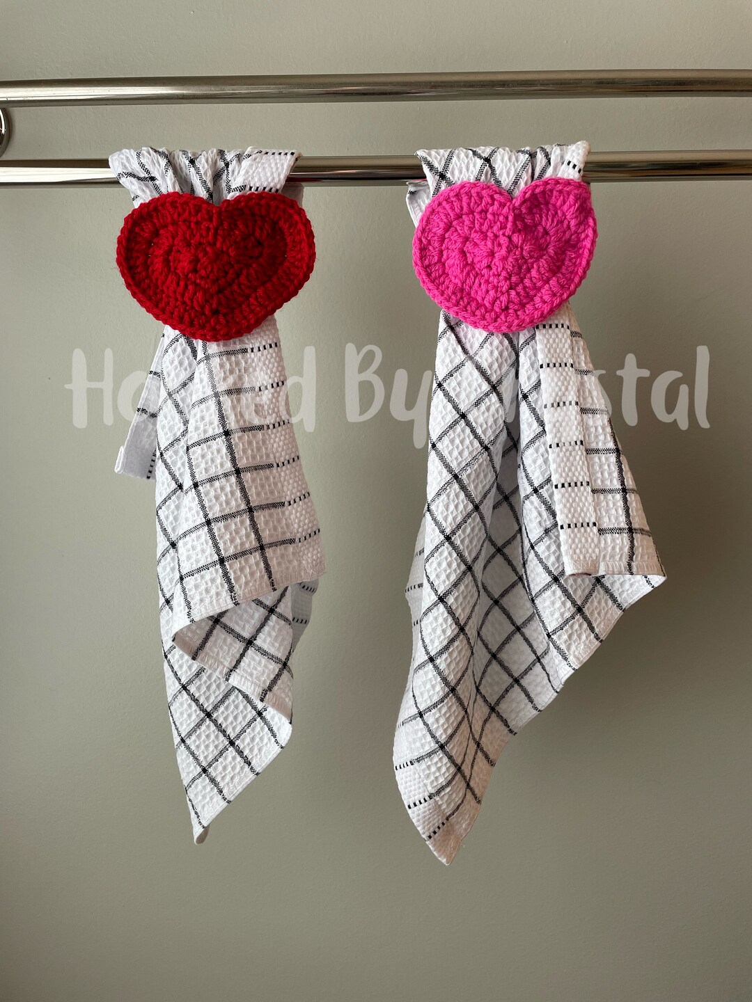 Heart Towel Topper - Crochet Heart Towel - Towel Topper - Dishtowel ...