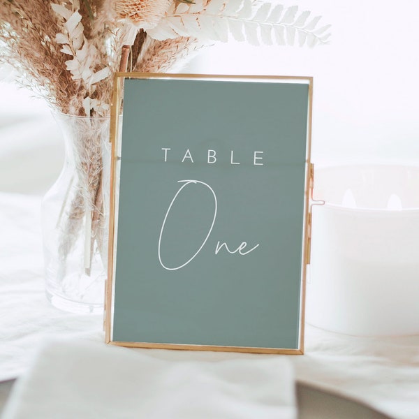 Sage Green Table Numbers Template - Etsy