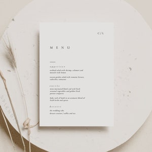 Modern Wedding Menu Template, Wedding Monogram Menu, Wedding Logo Menu ...