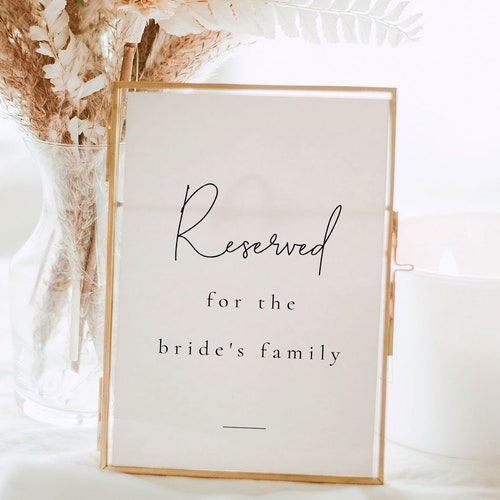 Set of Wedding Reserved Table Signs for the Bride and | Etsy