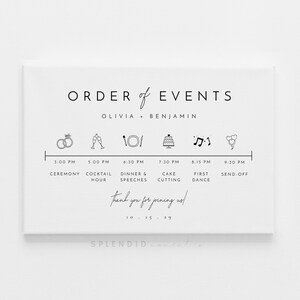 Modern Landscape Timeline Sign Template, Wedding Itinerary Sign ...