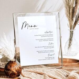 Modern Menu Sign Template, Elegant Wedding Menu Sign Template in Black ...