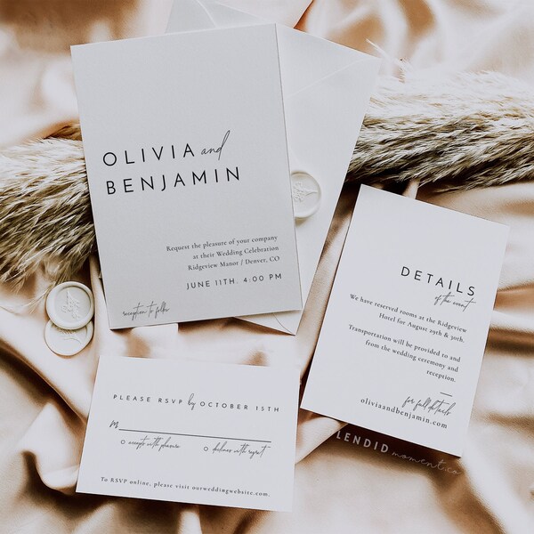Simple Minimal Wedding Invitation - Etsy