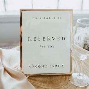Wedding Reserved Seat Sign Template, Reserved Reception Seating Sign ...