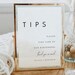 Wedding Bar Tips Sign Template: Minimalist Bartender Sign (digital ...