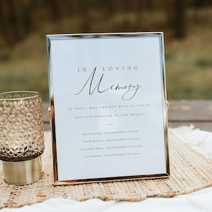 In Loving Memory Sign Template, Wedding Memorial Sign, Modern in Memory ...