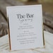 Modern Bar Menu Sign Template, Editable Elegant Wedding Bar Menu ...