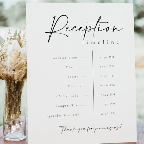 Wedding Timeline Sign Template Reception Timeline Sign and - Etsy