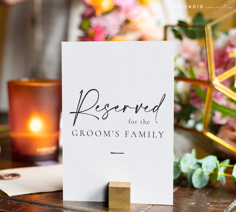 Modern Set of Reserved Wedding Table Signs for the Bride and | Etsy