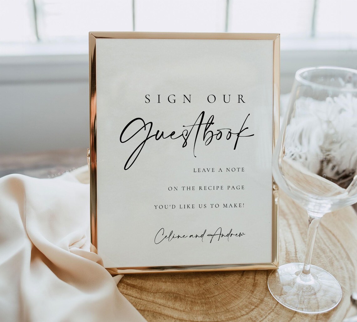 Wedding Recipe Guestbook Sign Template: Cooking Theme Guest Book ...