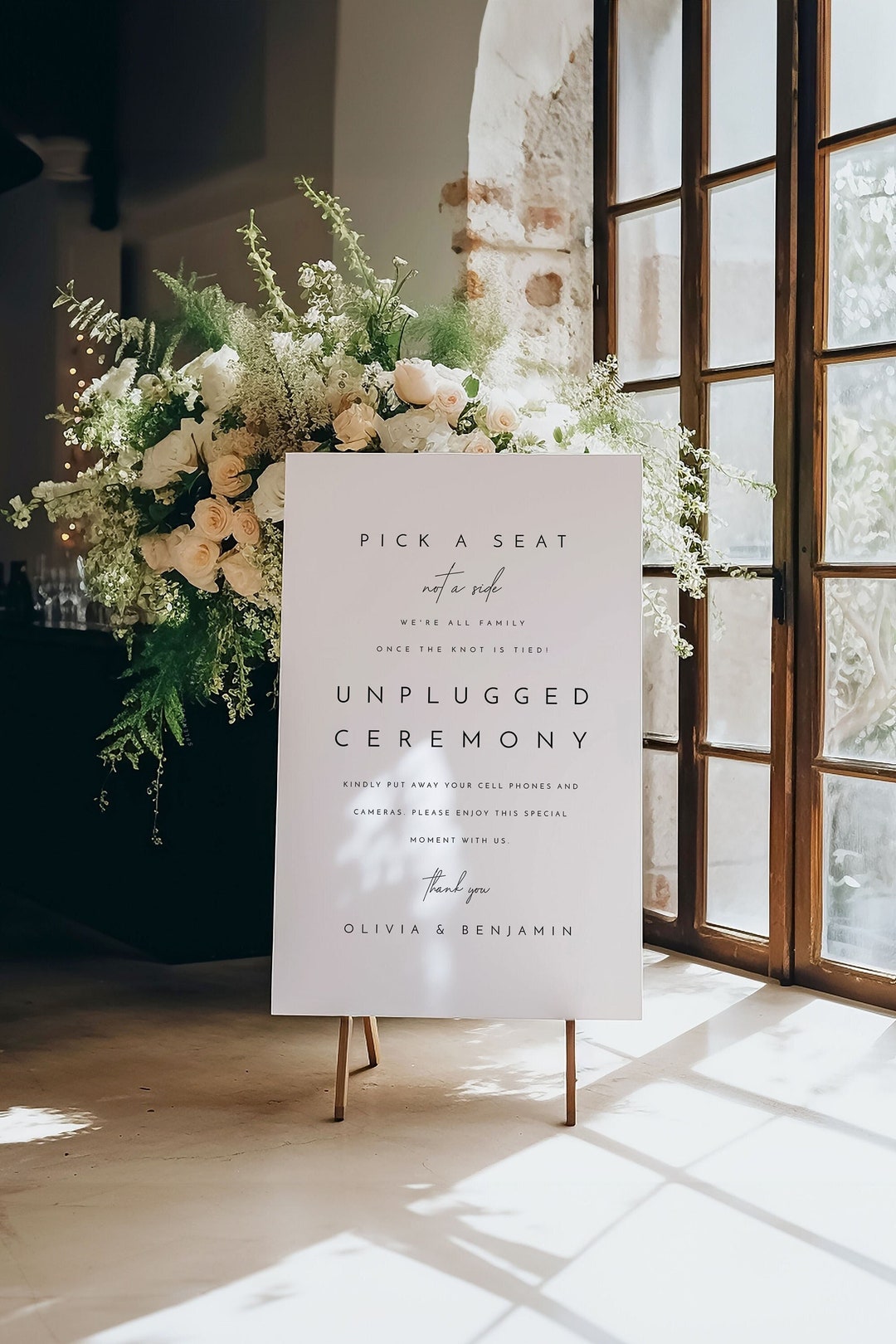 Open Seating Sign Template, Pick a Seat Not a Side, Unplugged Ceremony ...