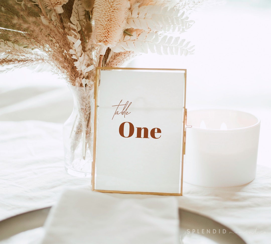 Elegant Boho Wedding Table Numbers Template, Rust Wedding Table Numbers ...