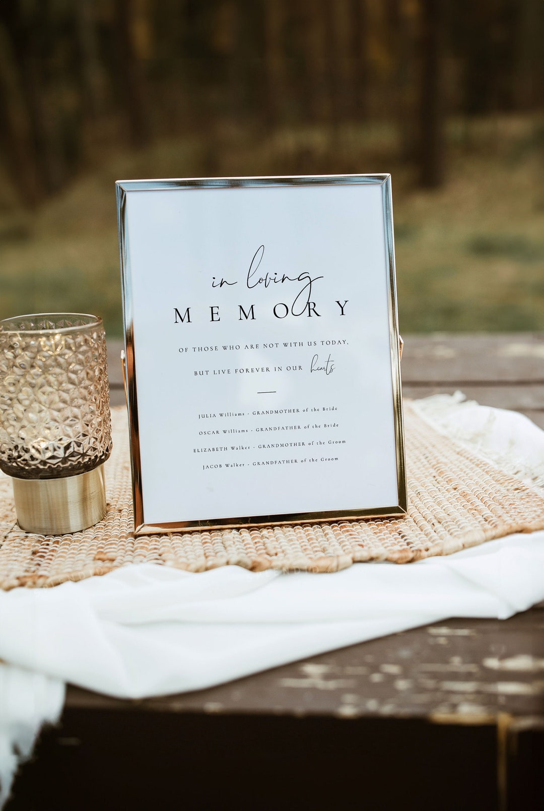 Elegant in Memory Sign Template, Custom Wedding Memorial Sign, Wedding ...