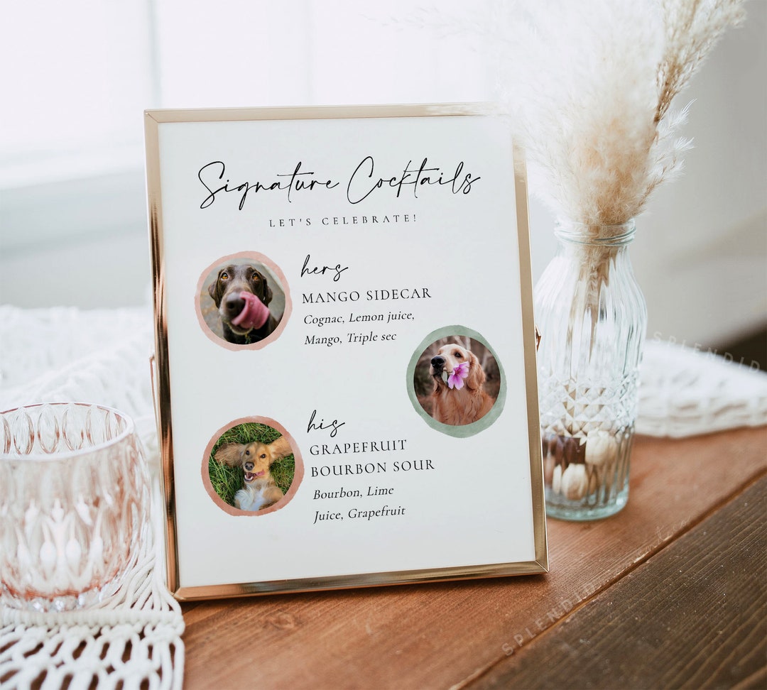 Modern Pet Signature Drink Sign Template, Pet Signs, Pet Signature ...