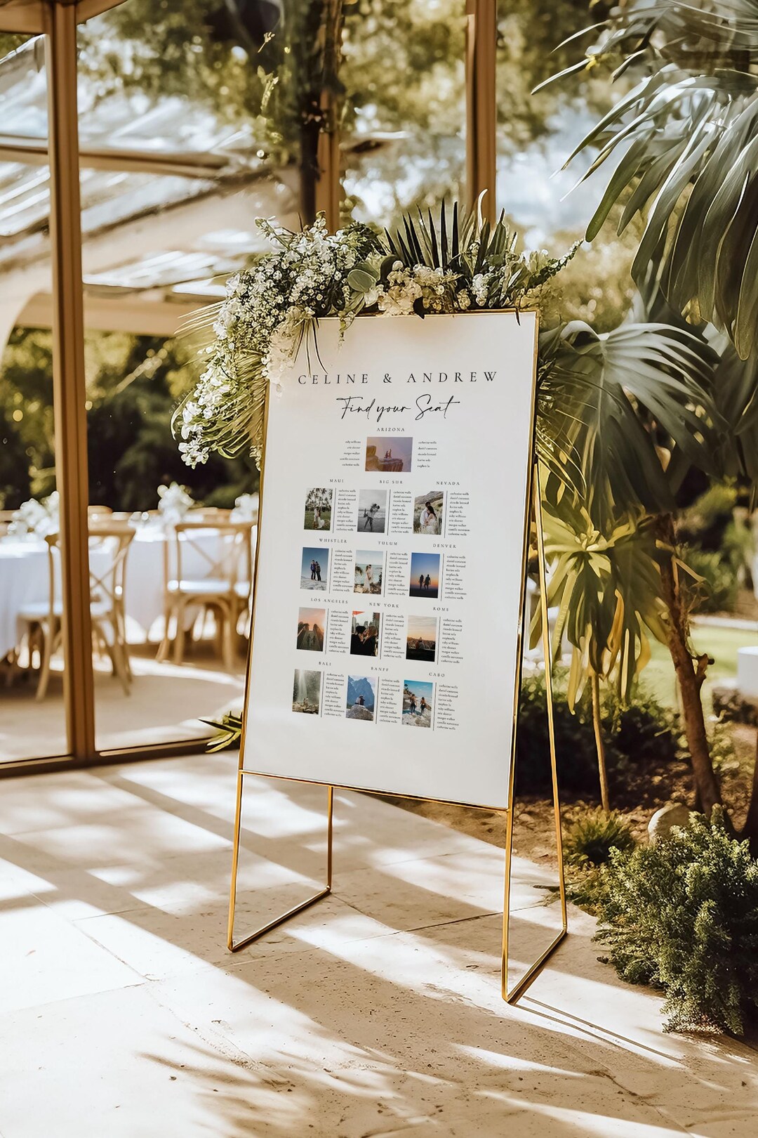 Wedding Photo Seating Chart Template With Head Table, Travel Seating ...