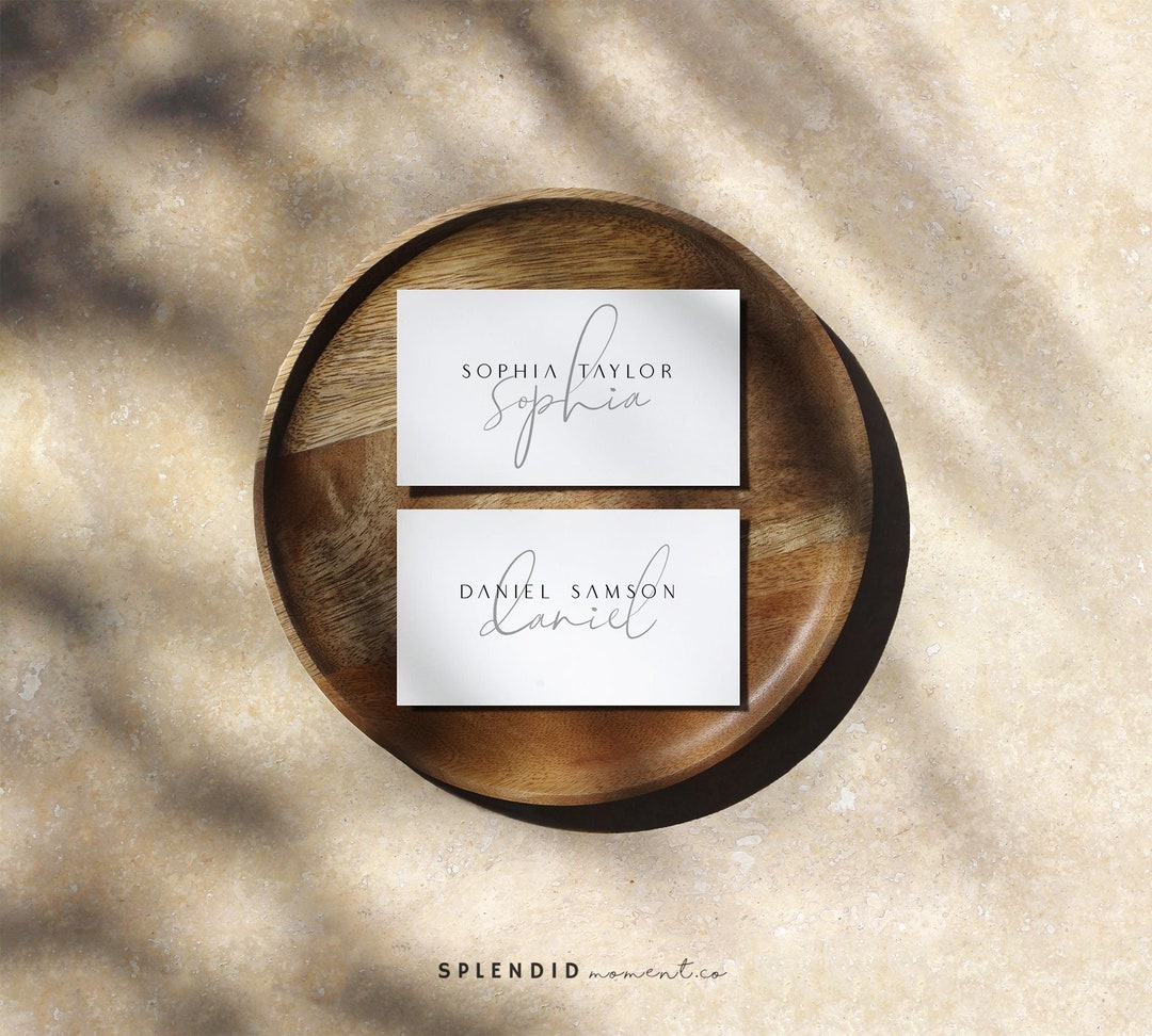 Minimalist Place Cards Template, Modern Wedding Name Cards, DIY Escort ...