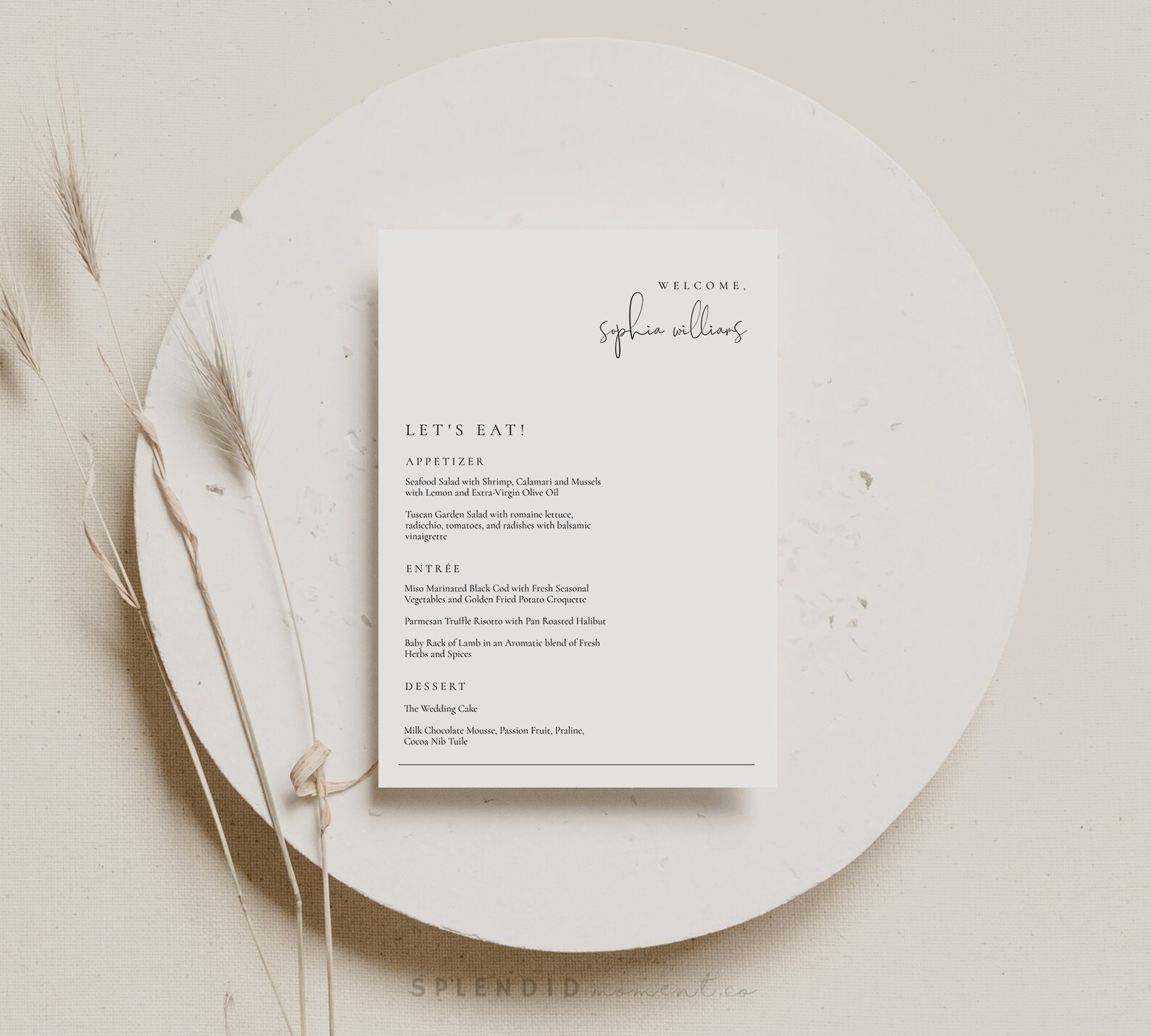 Modern Wedding Menu Template With Guest Name Let's Eat | Etsy Canada