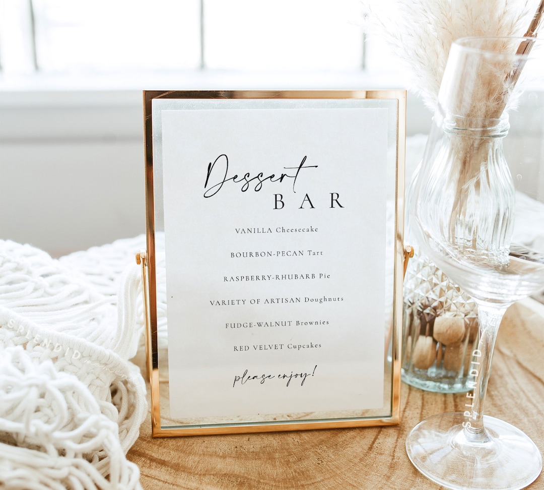 Wedding Dessert Bar Sign Template, Dessert Menu Sign, Birthday Dessert ...