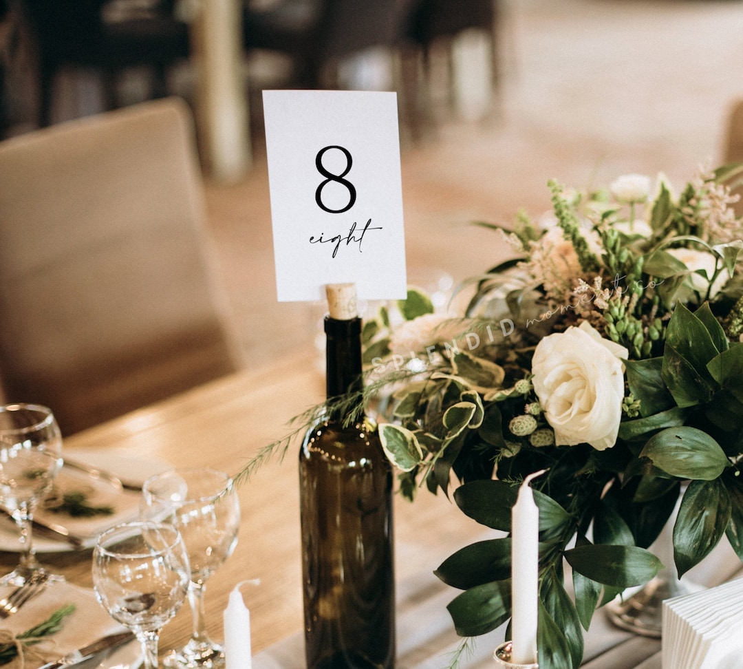 Wedding Table Numbers Template, Printable Table Numbers, Modern Table ...