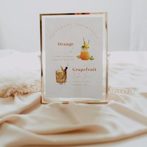 Bohemian Signature Cocktails Sign: Terracotta Orange Wedding (digital ...