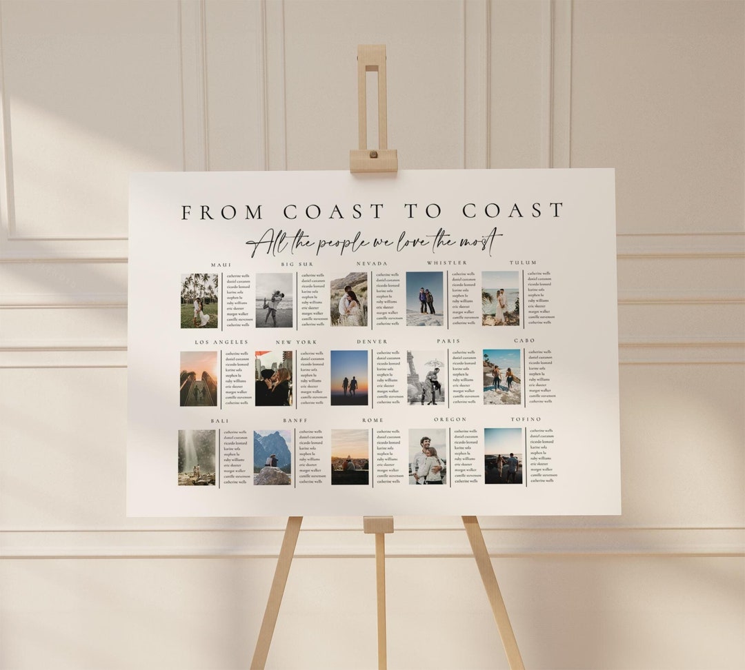 Destination Wedding Seating Chart Template: Landscape Photo Travel ...