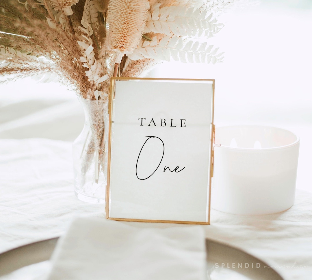 Printable Wedding Table Numbers Template, Elegant Table Numbers, Simple ...