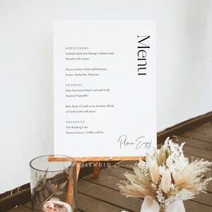 Modern Wedding Menu Sign Template, Modern Menu Sign, Buffet Sign ...