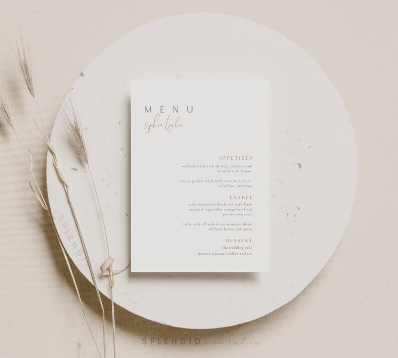 Elegant Wedding Menu Template Personalized Wedding Menu - Etsy