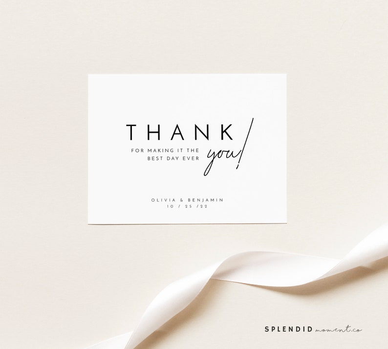 Minimal Thank You Card Template Editable Printable Modern - Etsy