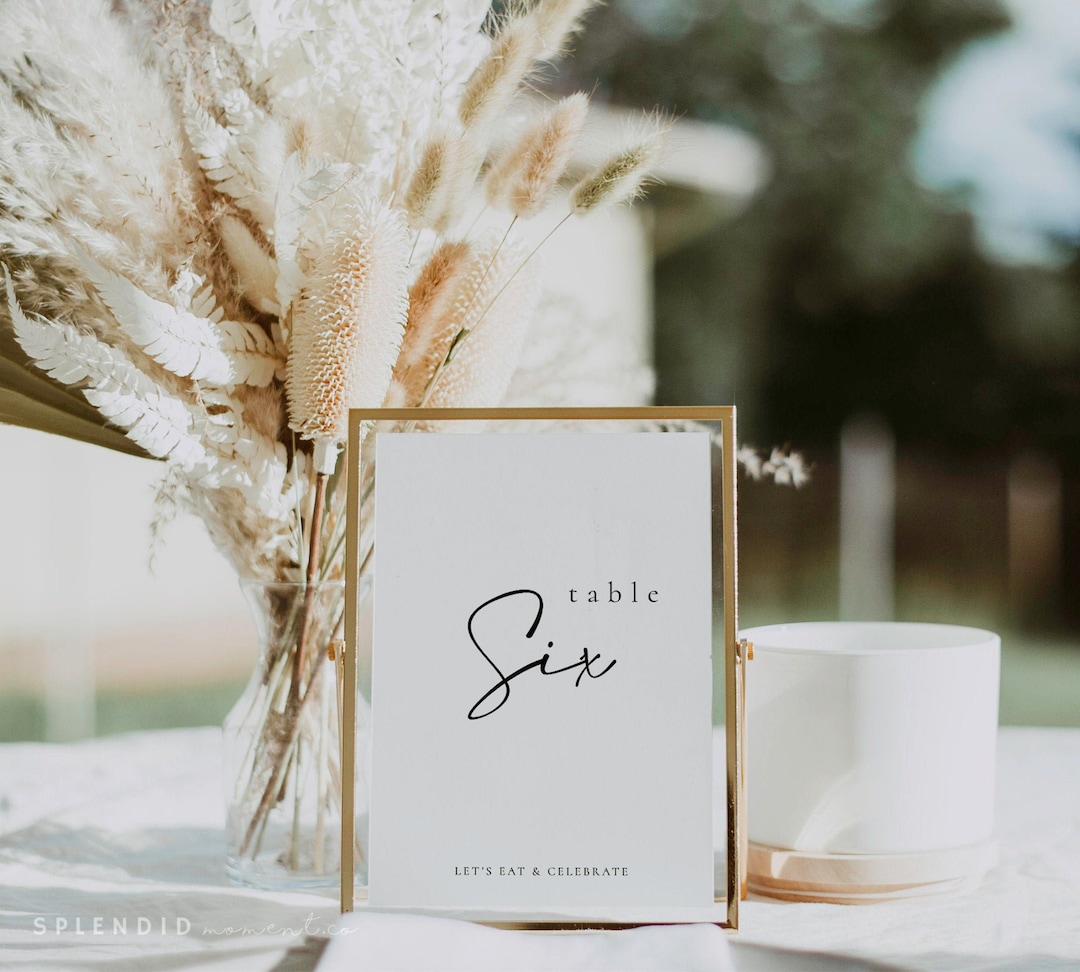 Modern Wedding Table Numbers Sign Template, Printable Table Numbers ...