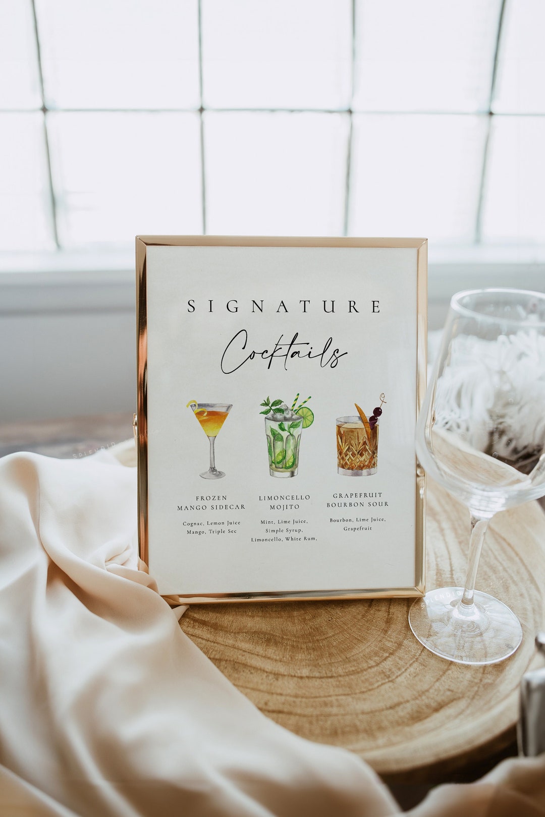 Custom Wedding Signature Cocktails Sign Template, Featured Drinks Menu ...