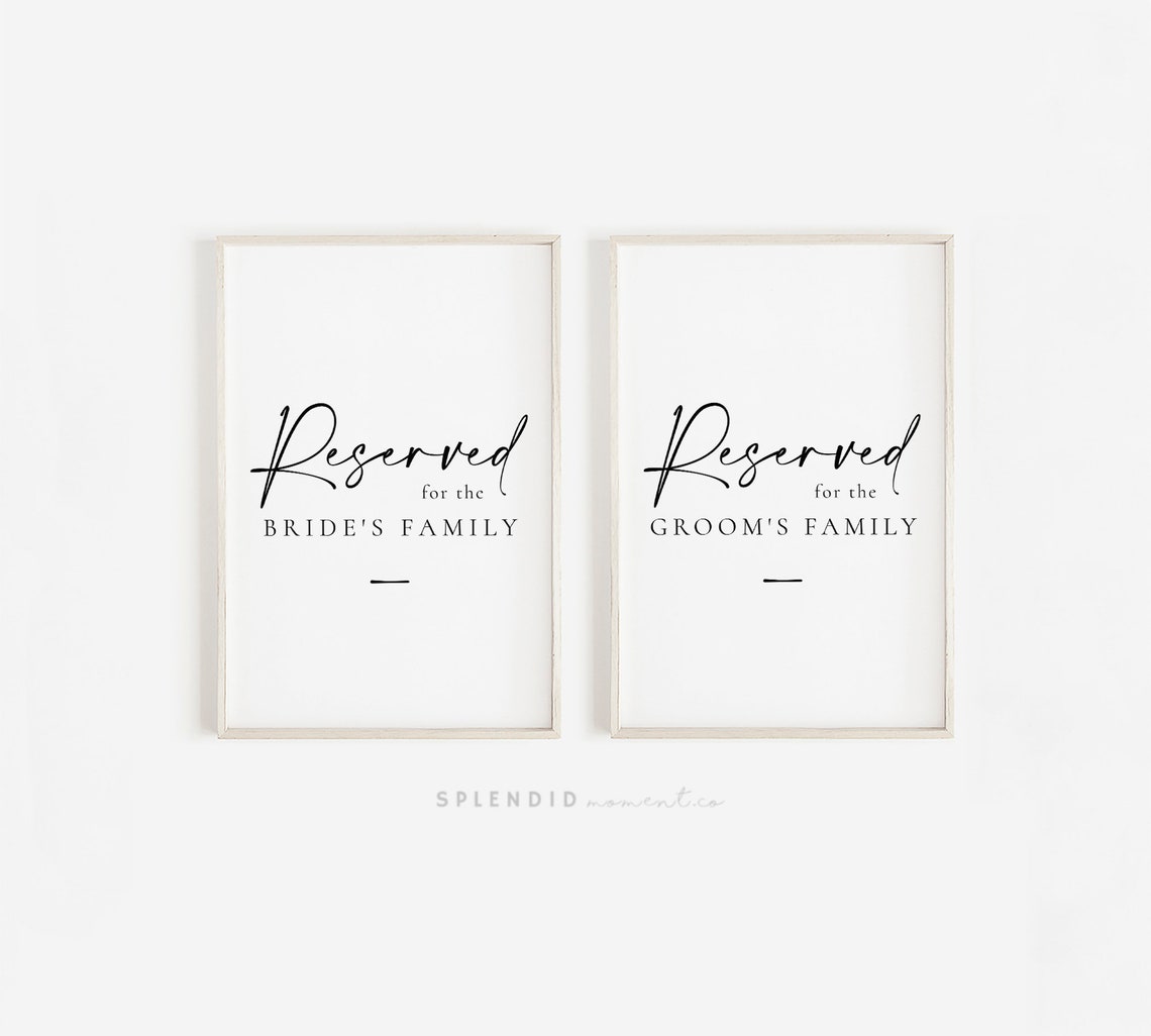 Modern Set of Reserved Wedding Table Signs for the Bride and - Etsy
