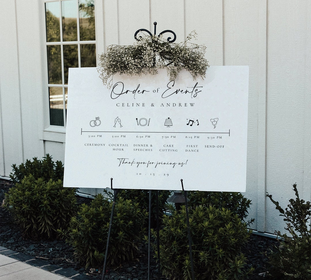 Modern Wedding Timeline Sign Template, Order of Events Sign, Wedding ...