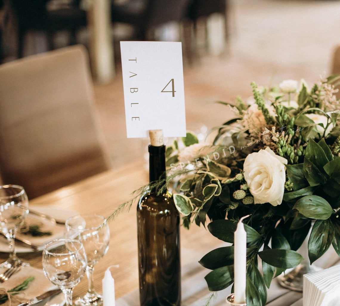 Gold Wedding Table Numbers Template Minimalist Modern Table - Etsy